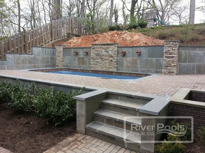 Split Face Block Retaining Wall Pool